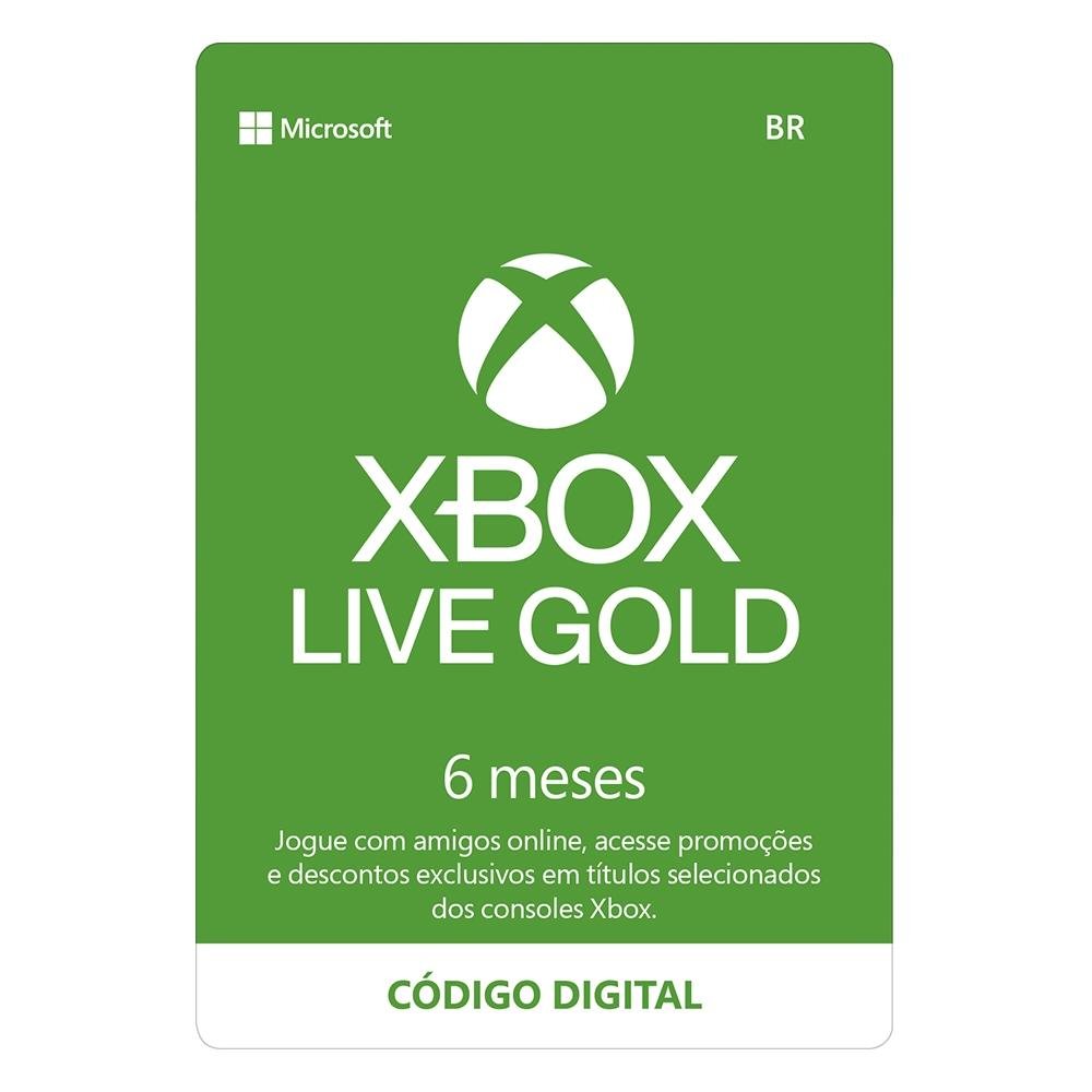 Gift Card recarga jogo Xbox Live Gold 6 meses