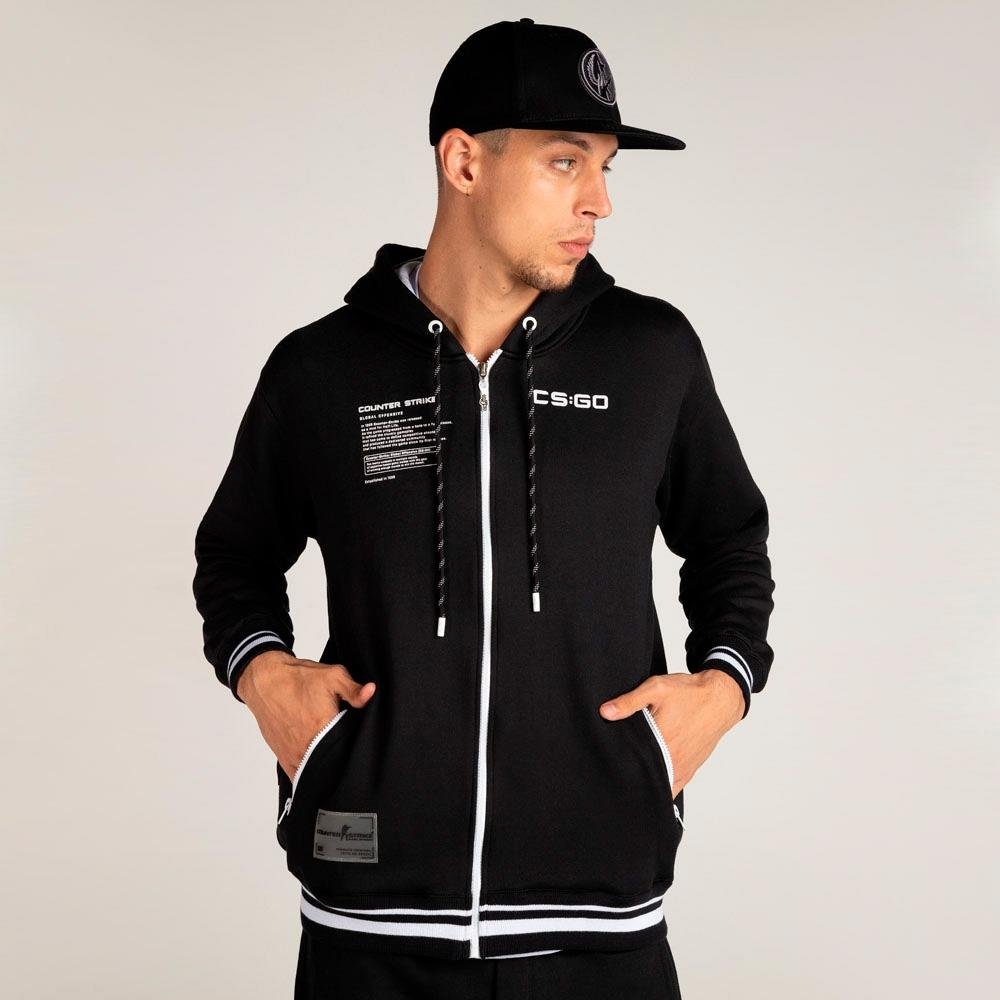 Blusa de Moletom com Zíper Manga Longa CS:GO Apollo Radar, Preto ...