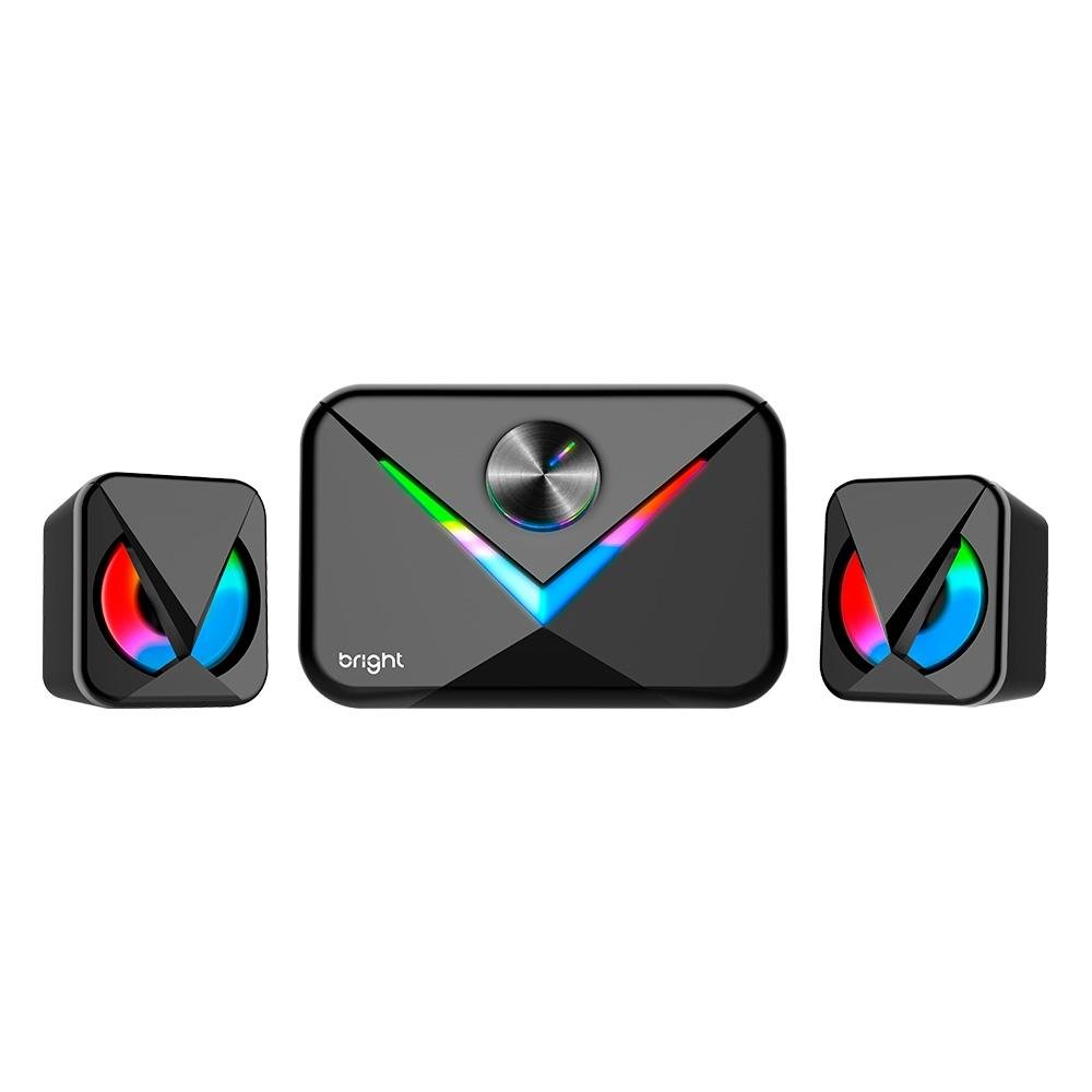 Caixa De Som Gamer Bright Multimídia Speaker, LED, RGB, USB, 50W, Preto - CX004 | KaBuM!