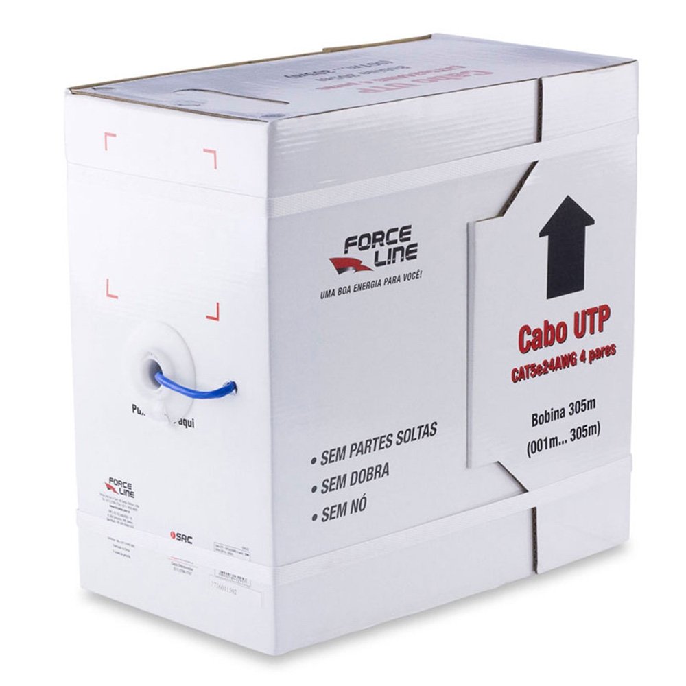 Cabo de Rede Force Line CMX, CAT5e, UTP, 305M, Azul - 3295
