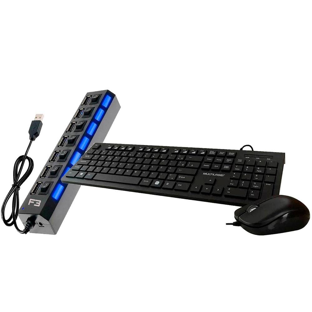 kit-multi-teclado-e-mouse-multimidia-usb-slim-tc240-hub-usb-2-0-f3-7 ...