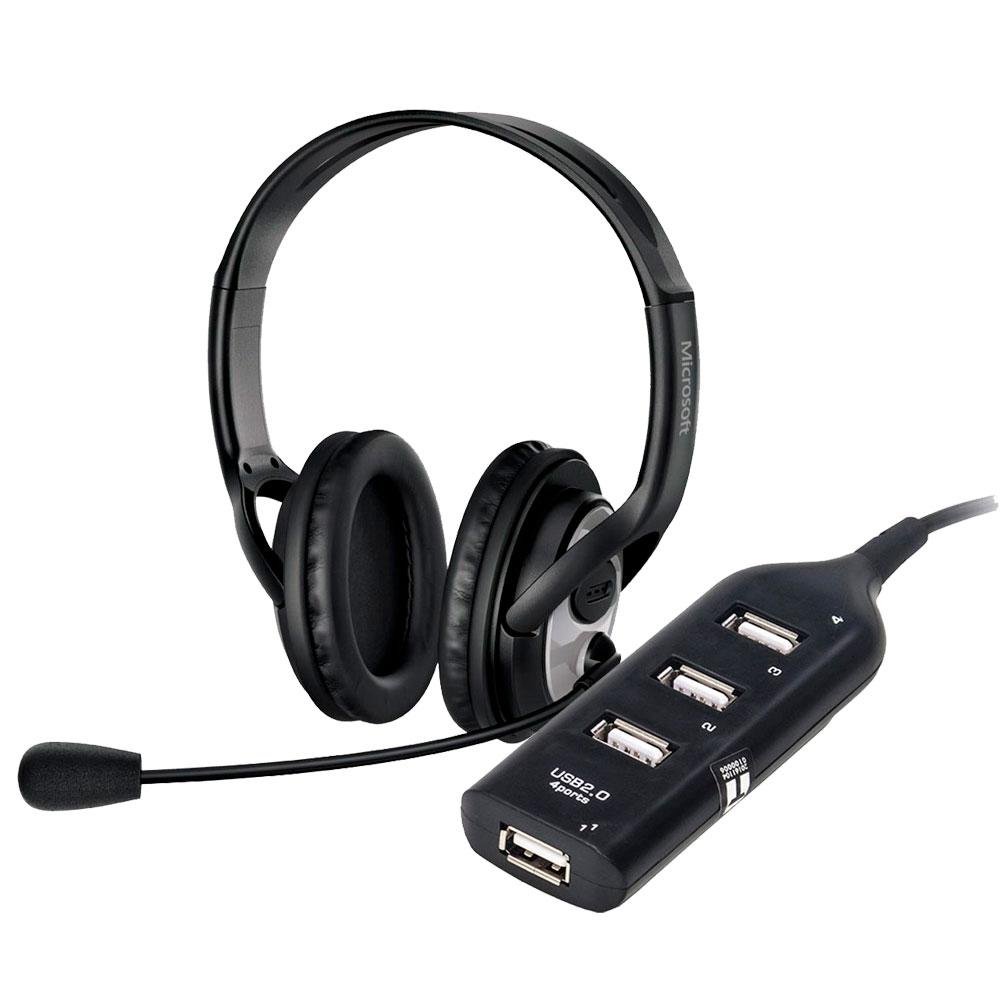 Headset Microsoft LifeChat LX3000 com Microfone, USB - JUG00013 + HUB ...