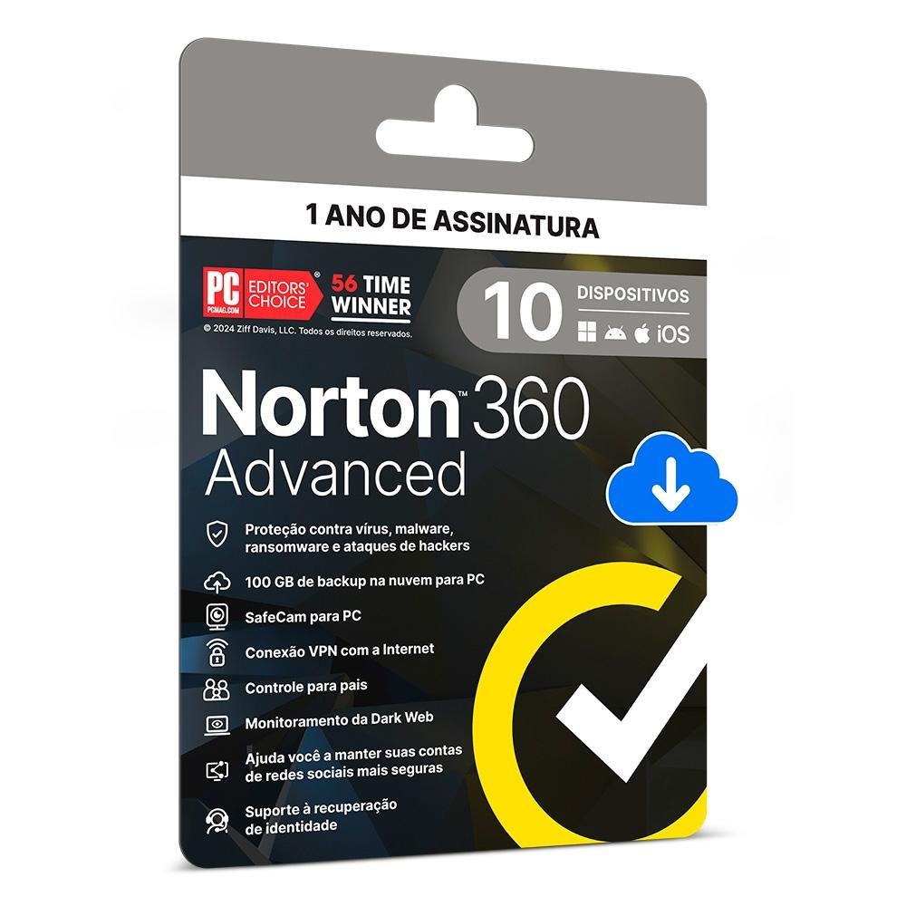 Norton 360 Advanced 1 Usuário 10 Disp 12M | KaBuM!