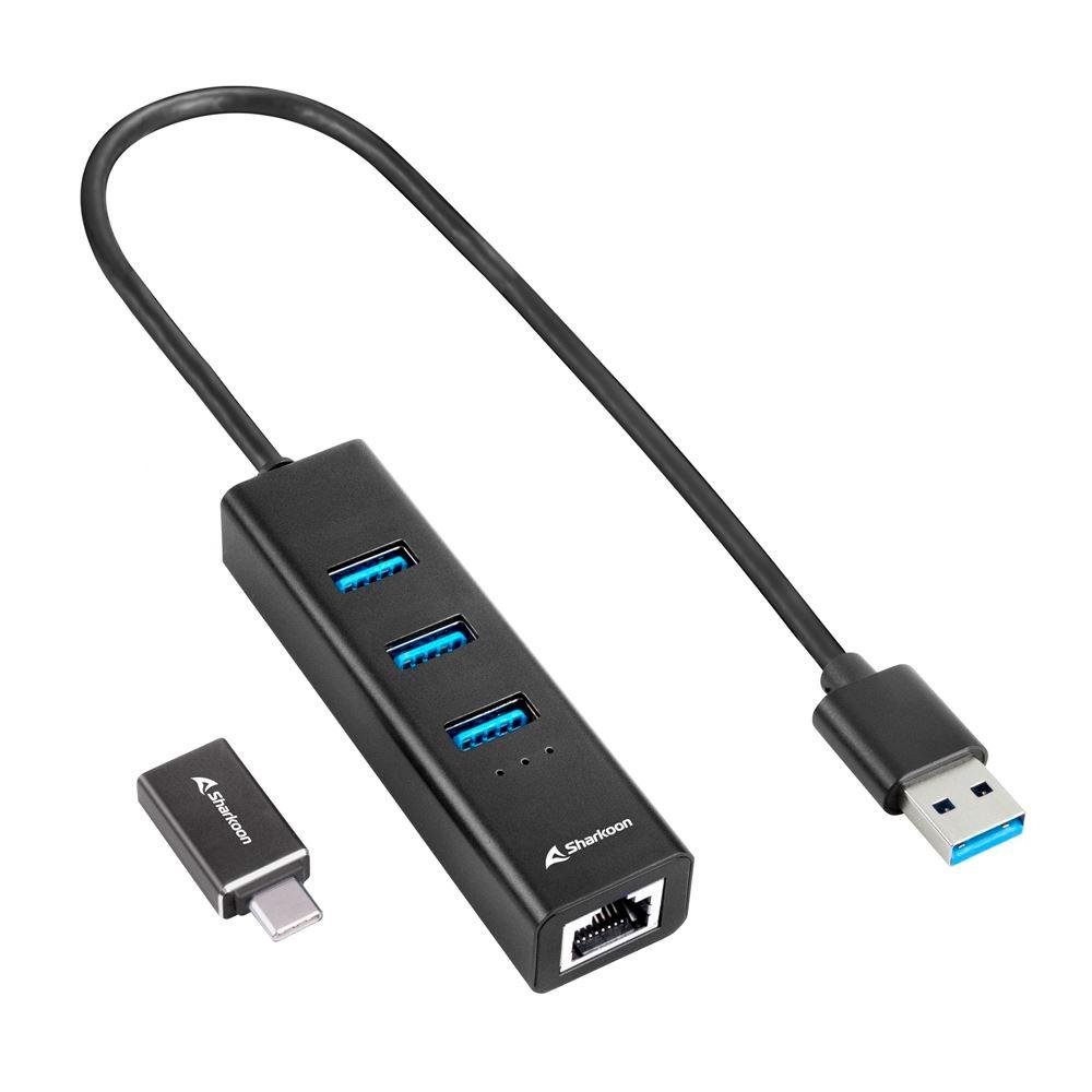 HUB USB 3.2 Sharkoon, 3 portas | KaBuM!