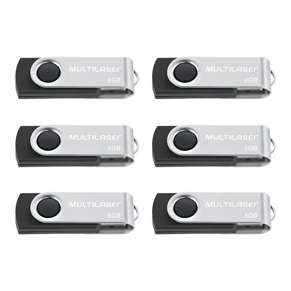 Kit 6 Pen Drive Multi Twist USB 2.0 8GB | KaBuM!