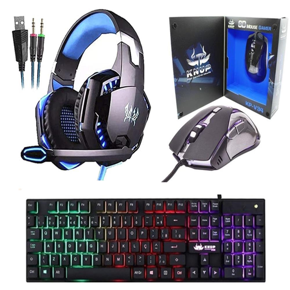 Kit Gamer Ze10Gamer Headset Led Azul | Kabum!