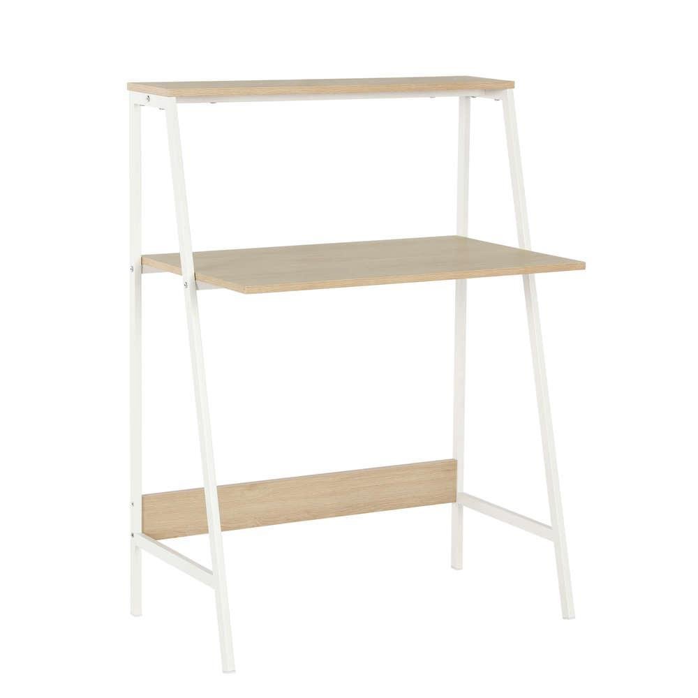 Mesa Para Computador Ladder Desk Cosco Home - Branco E Madeira | Kabum