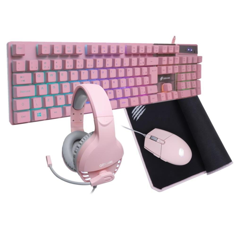 Kit Gamer Rosa Teclado Prismatic + | Kabum!