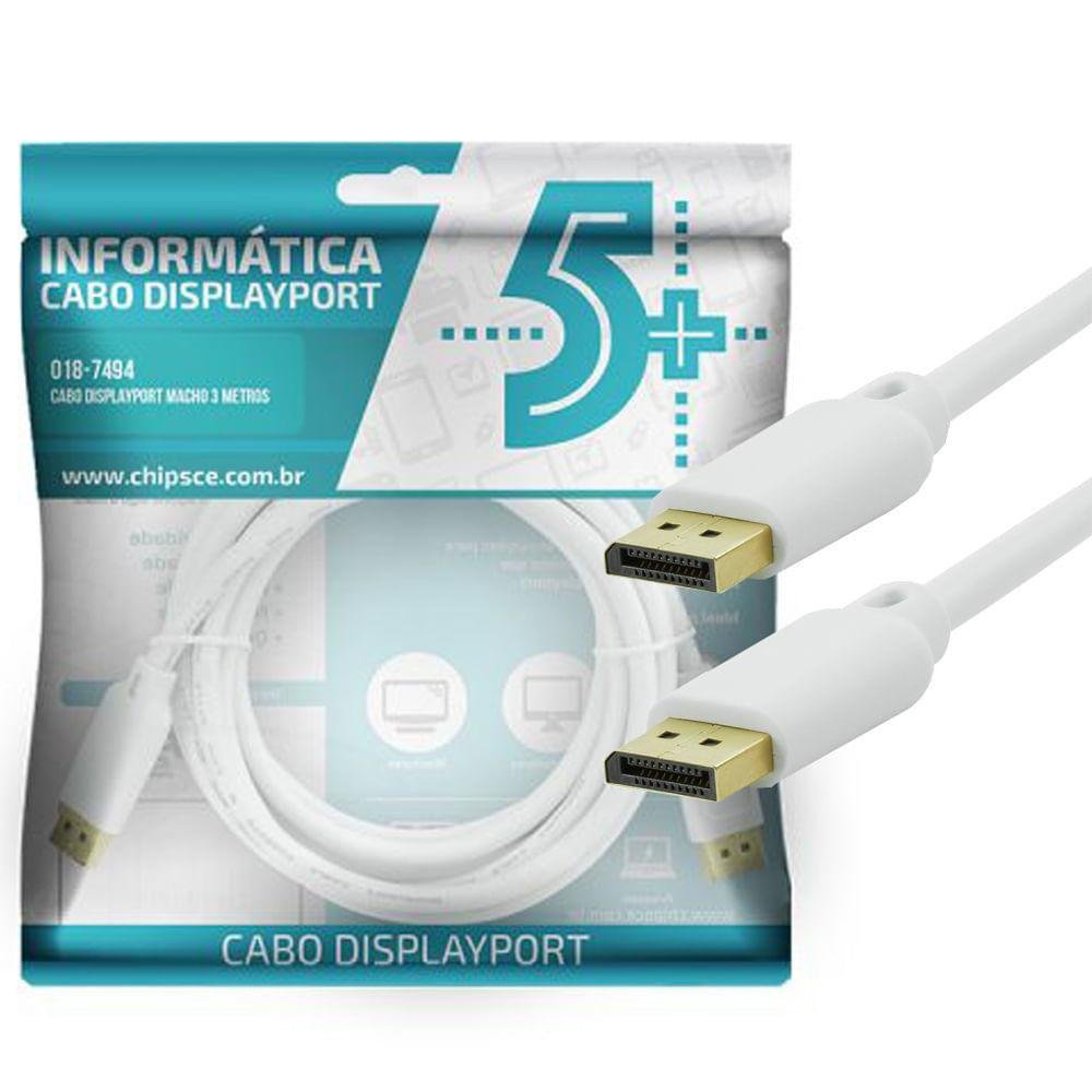 Cabo Displayport Displayport 12 3M 0187494 KaBuM