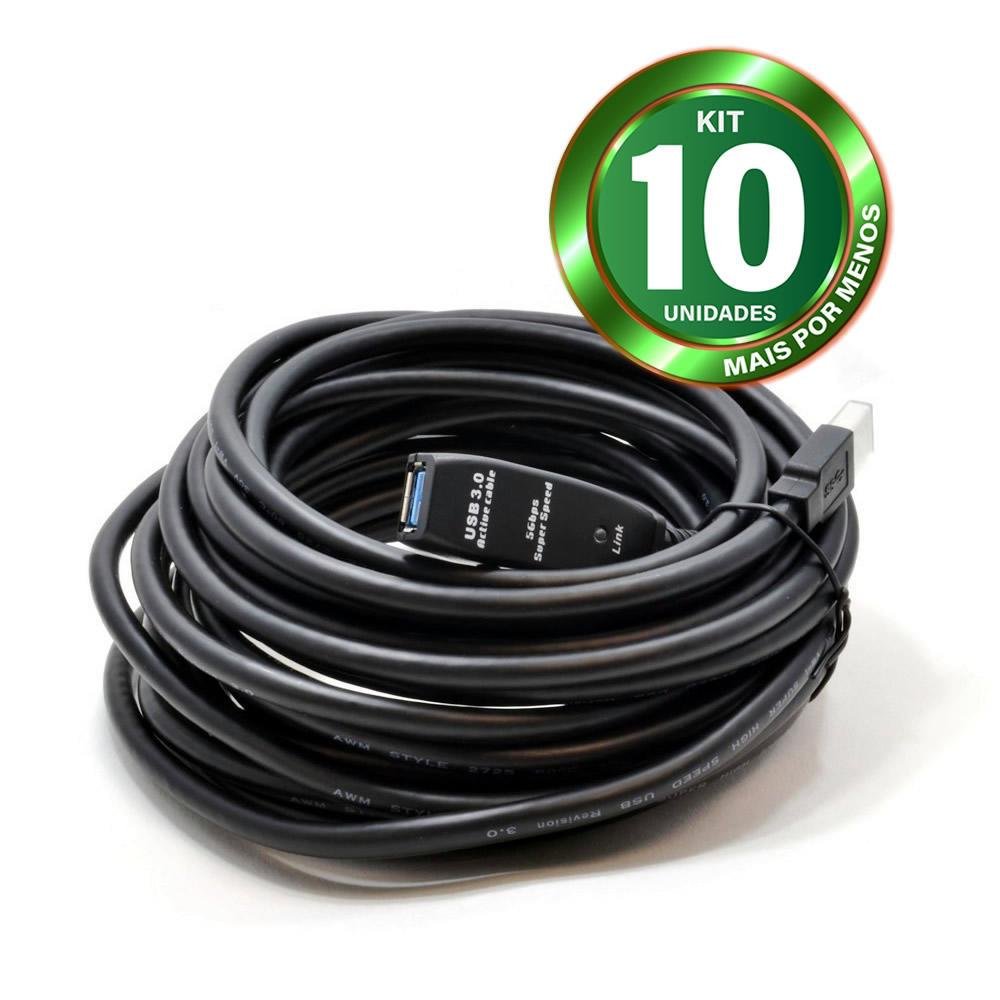 Kit 10 Cabos Extensores Usb 30 Amplificado 5gbps