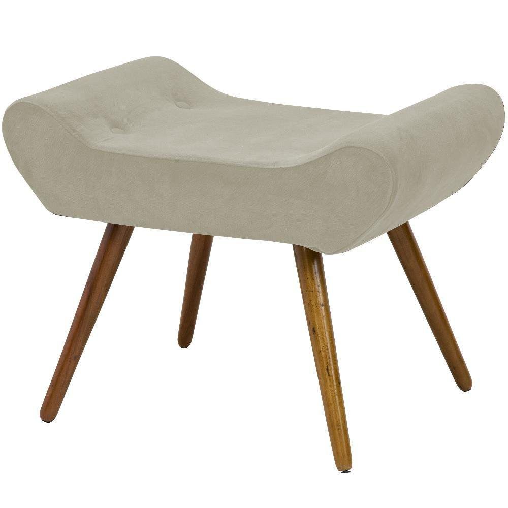 Puff Alice L02 Banqueta Suede Bege Pés Palito - Lyam Decor