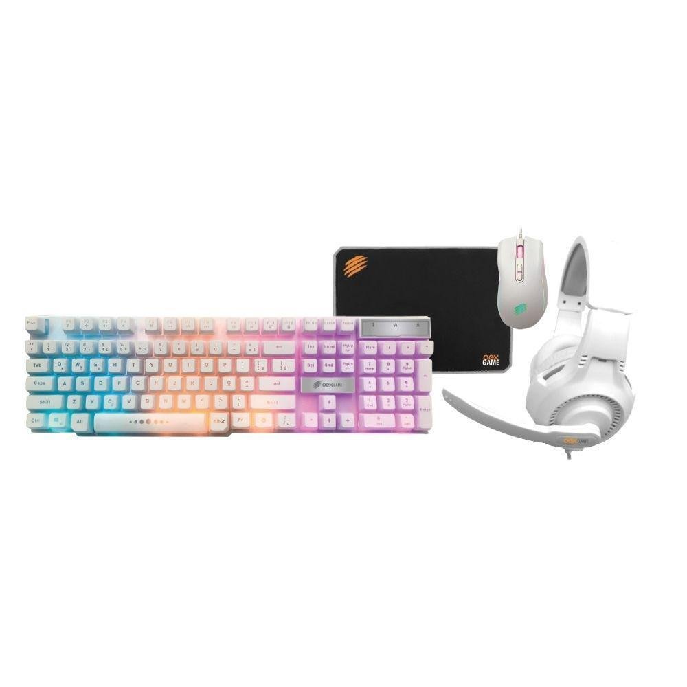 Kit Gamer OEX Tm306 Thunder 4 Em 1 Branco KaBuM