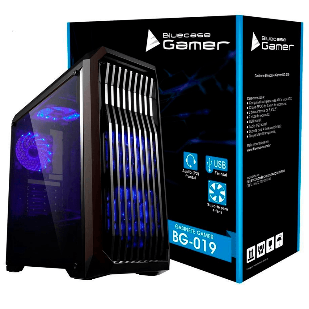 Gabinete Gamer Bg-019 Preto Bluecase - S/ Fonte / Usb 3.0 Frontal - Faz ...