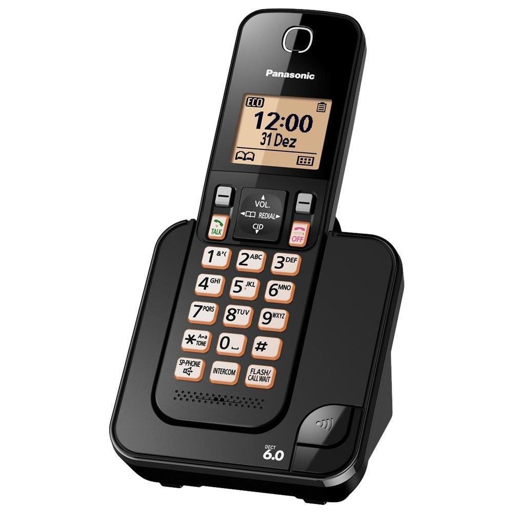 Telefone Sem Fio Panasonic, Display De 1,6'', Viva-voz, Identificador De Chamadas, Preto - Kx ...