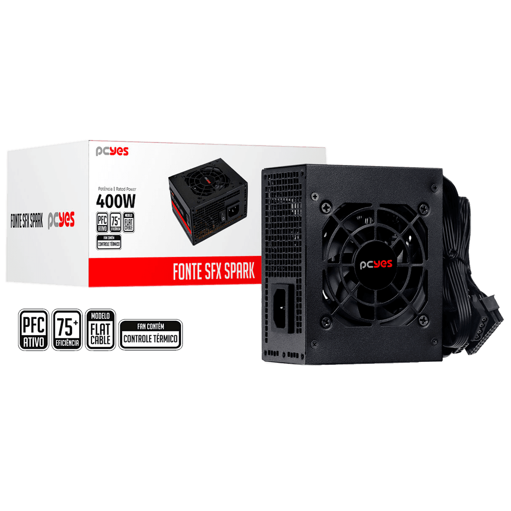 Fonte Pcyes Spark SFX 400W Real 75 KaBuM