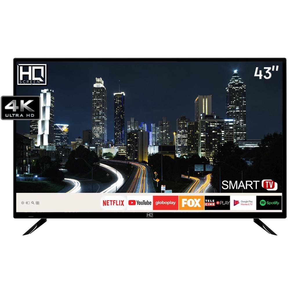 Smart TV LED HQ 43 Polegadas Ultra HD 4K, 2 HDMI, 2 USB, Wi-Fi, Netflix, Youtube - HQSTV43NY