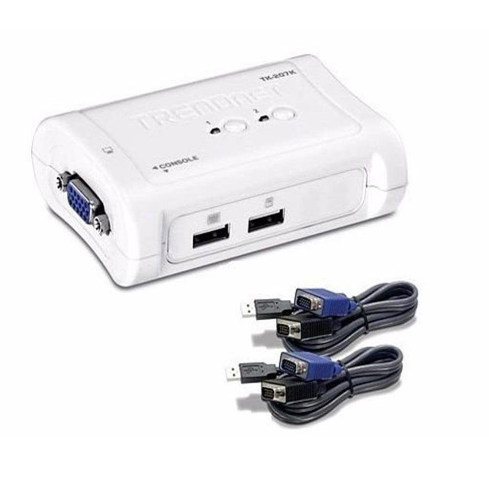 Switch Kvm 2 Portas, Trendnet USB, C/ Cabos Tk-207k | KaBuM!