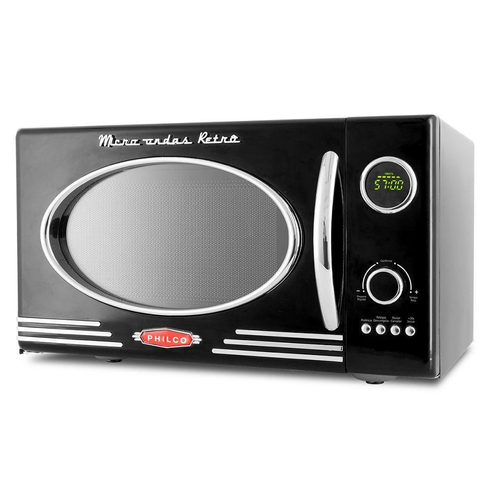 Microondas Philco 28 Litros Retrô Preto, 220 Volts - PMR28P | KaBuM!