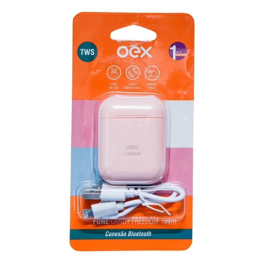 Fone De Ouvido Bluetooth Candy Rosa Claro Oex Tws11