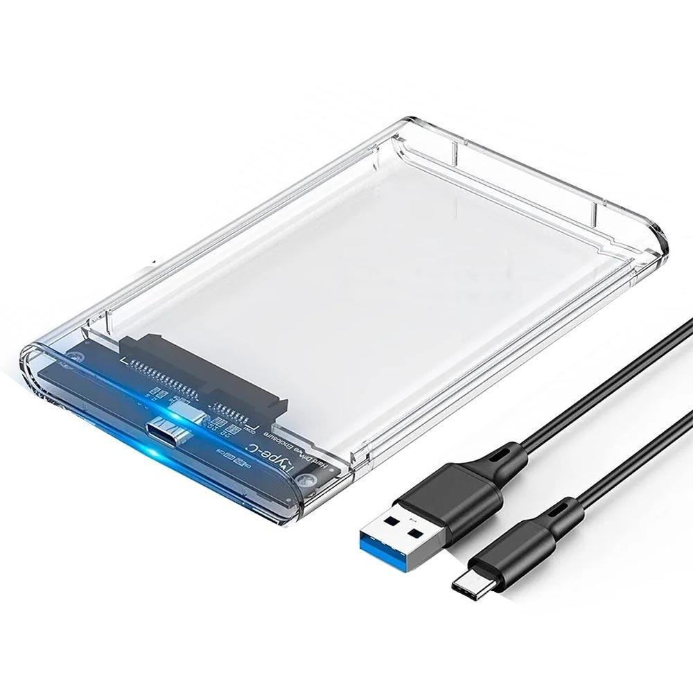 Case USBC 30 Transparente HD Sata SSD 25 KaBuM