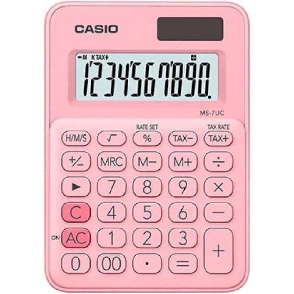 Calculadora De Mesa 10 Dígitos Mini Ms7-uc Casio Rosa | KaBuM!