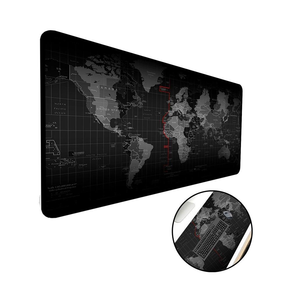 Mouse Pad Gamer Speed 90x40Cm Mapa Mundi Preto