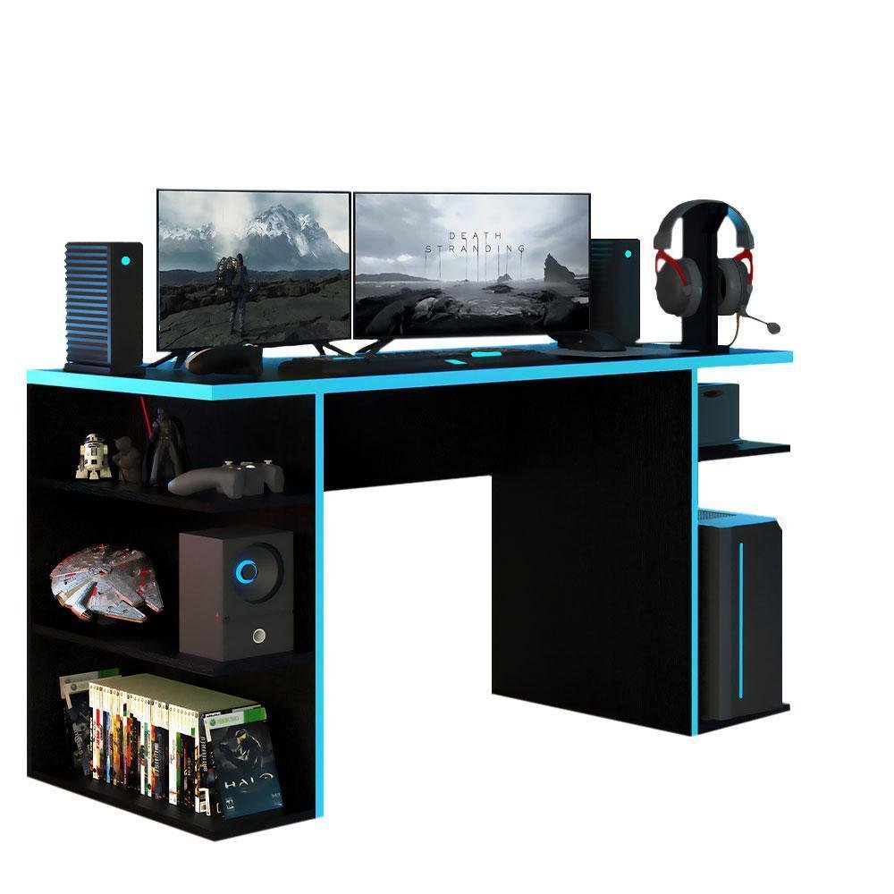 Mesa Para Gamer Pretoazul KaBuM