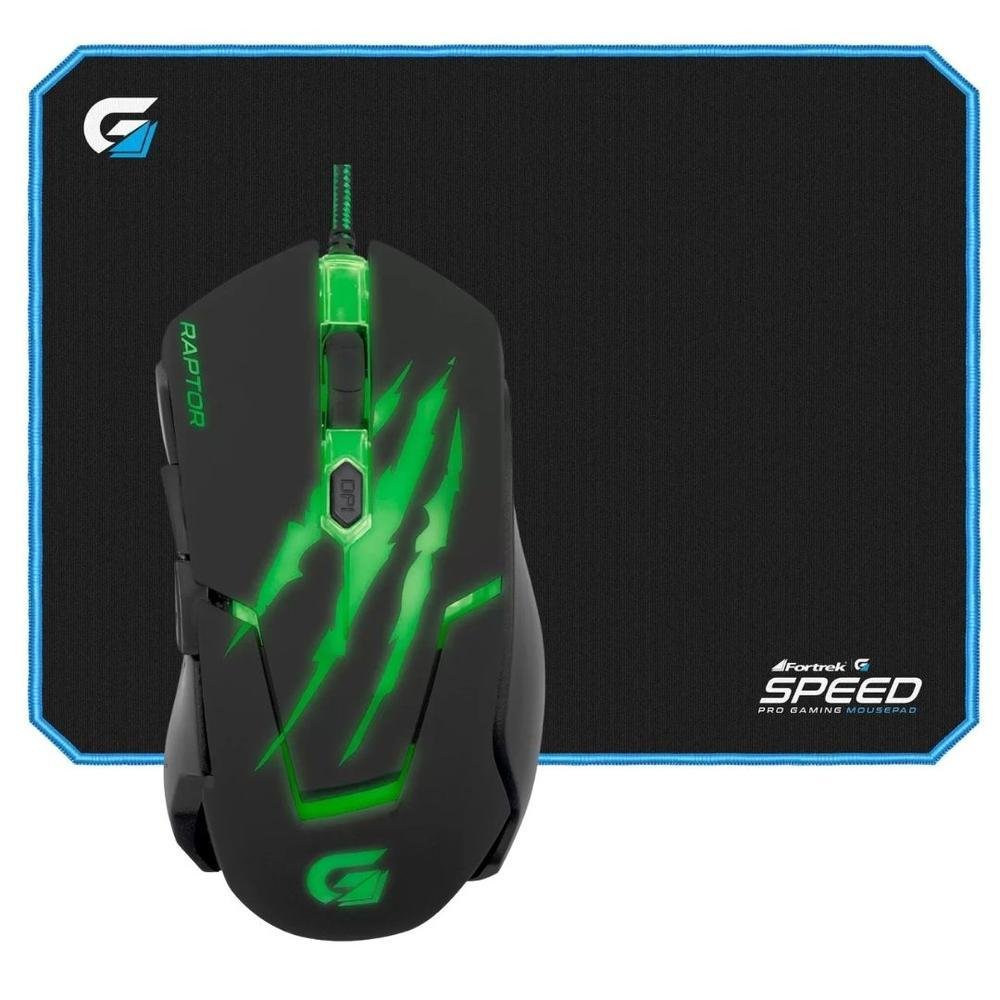 Kit Fortrek - Mouse Gamer Raptor + Mouse Pad | KaBuM!