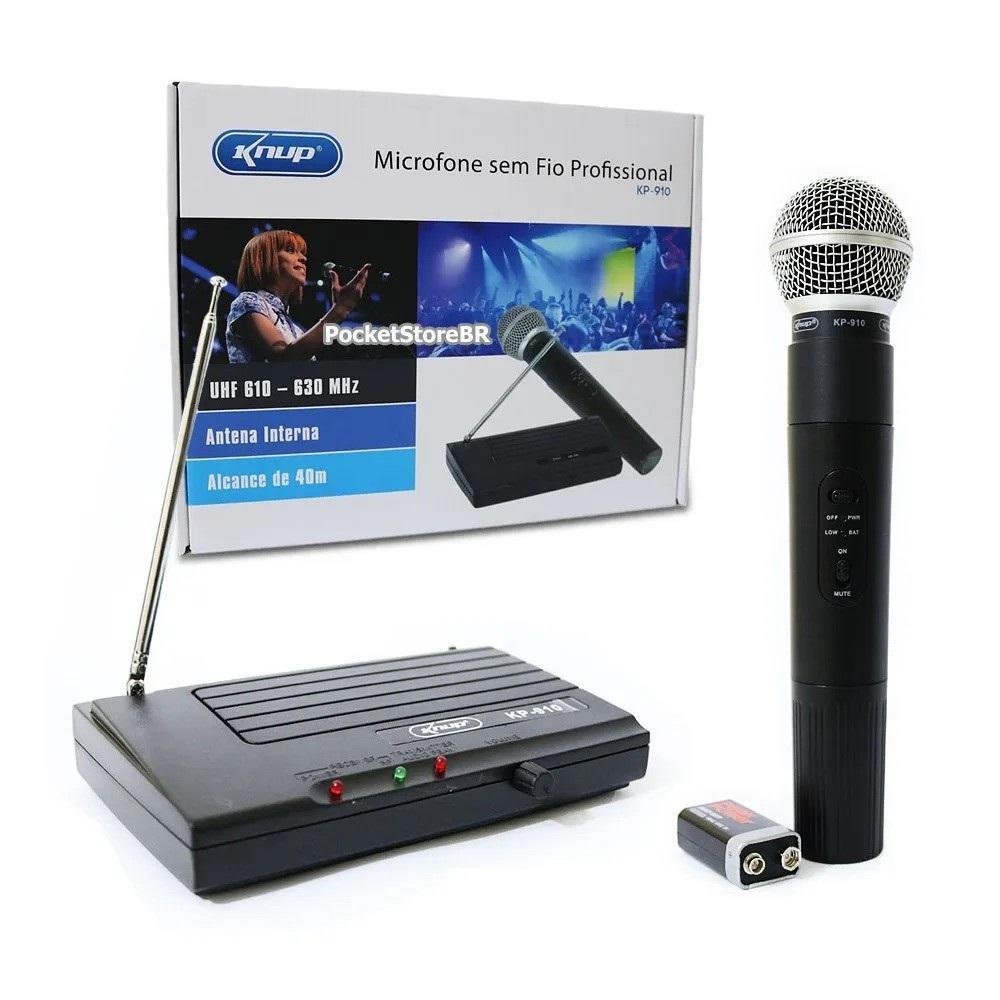 Microfone Sem Fio Knup Dinâmico, KP 910 | KaBuM!