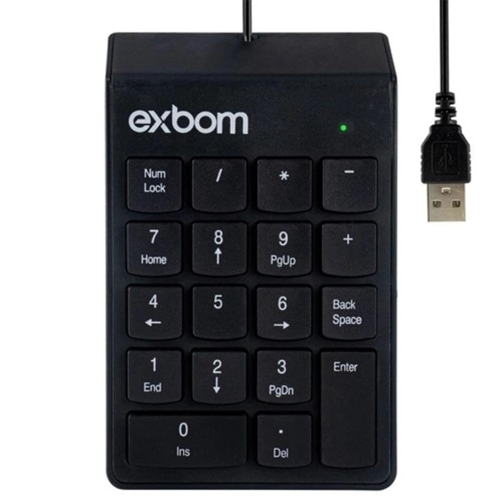 Teclado Numérico Exbom, 18 Teclas, USB | KaBuM!