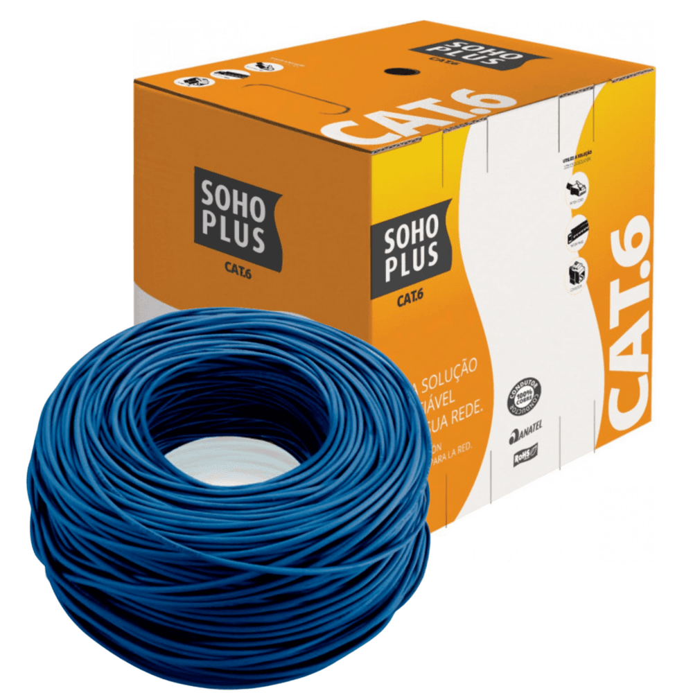 Cabo De Rede Cat6 U/UTP 24awg 250m Azul | KaBuM!
