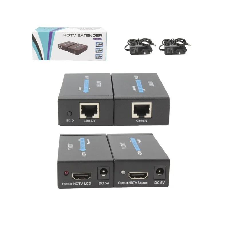 Adaptador Generico Extensor HDMI Cat5 Cat6 HDMI Bivolt 60 Metros De ...
