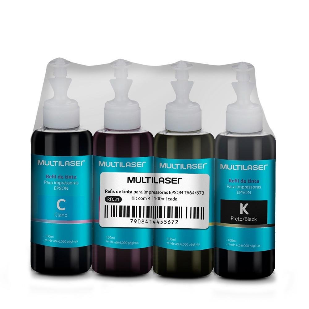 Refil De Tinta Impressoras Epson 100ml Kit C/4 Multi - Rf031| KaBuM!