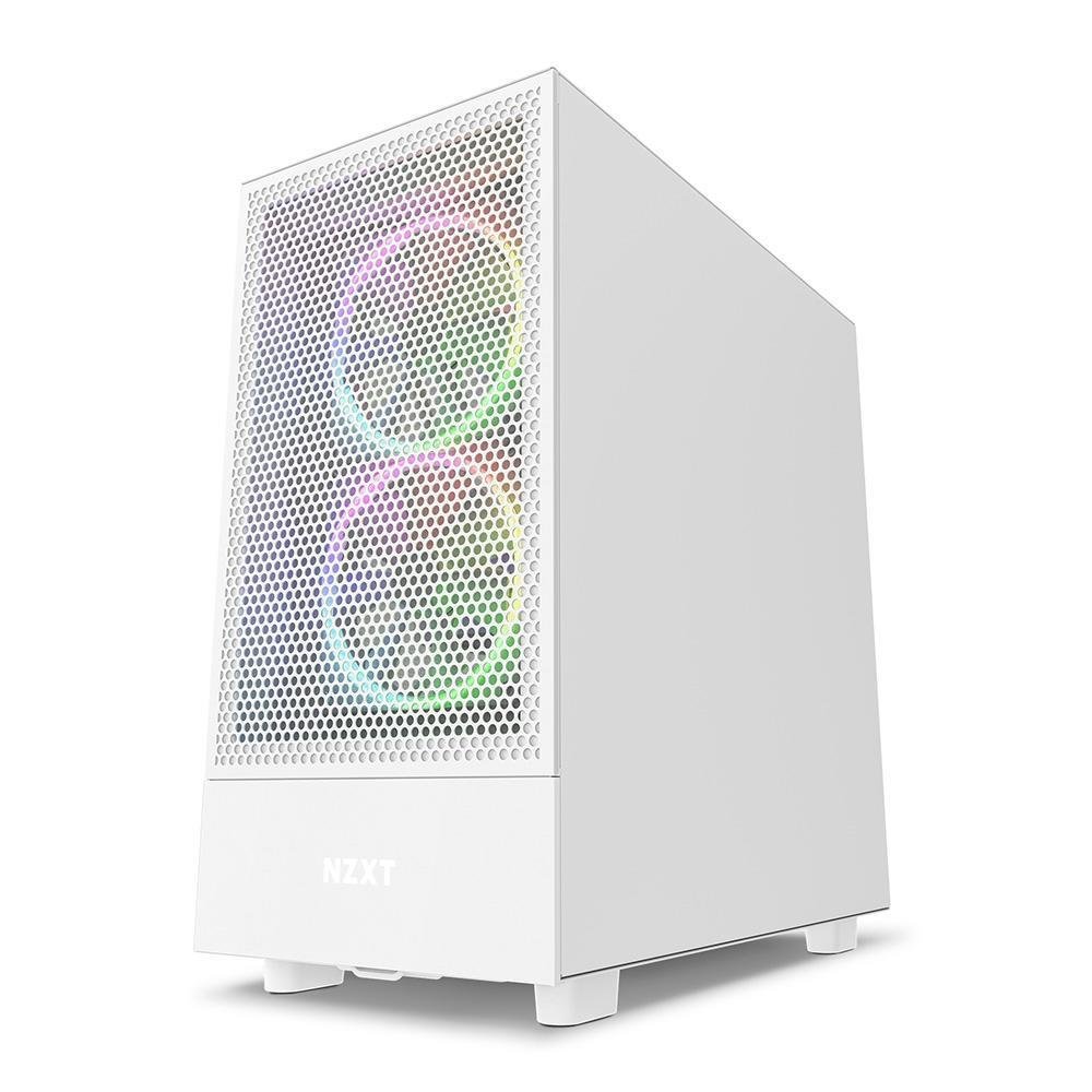 Gabinete Nzxt H5 Flow MidTower Vidro Branco KaBuM