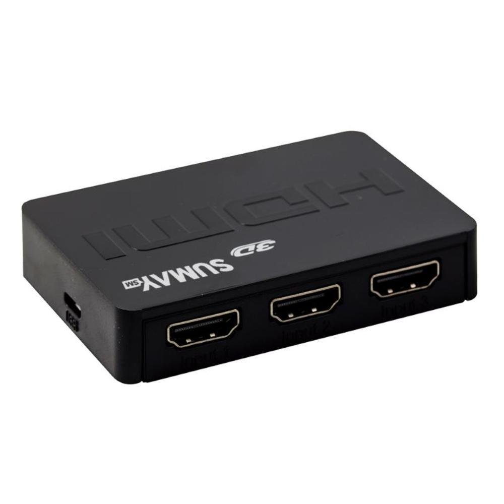 Mini Switch Sumay HDMI 3x1 4k E 3d Preto - SM-SW300| KaBuM!