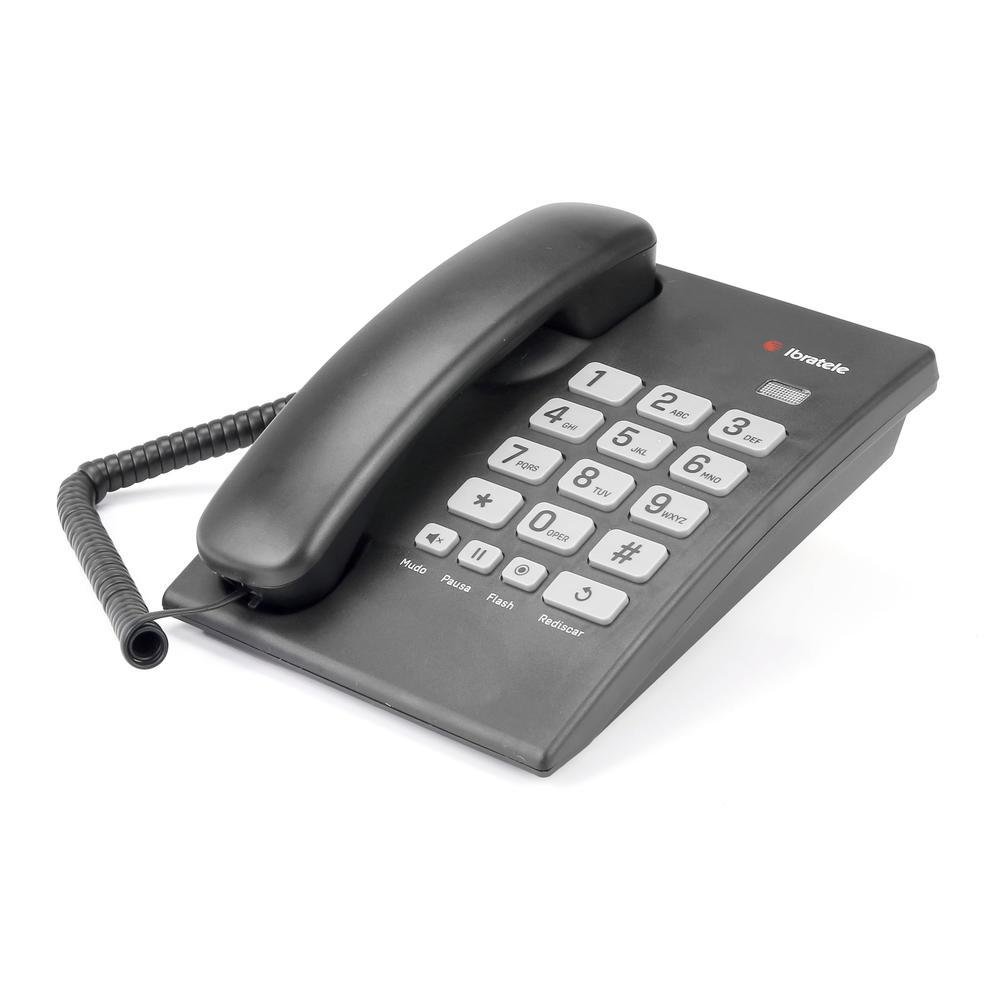 Telefone Fixo com Fio Ibratele, Preto | KaBuM!
