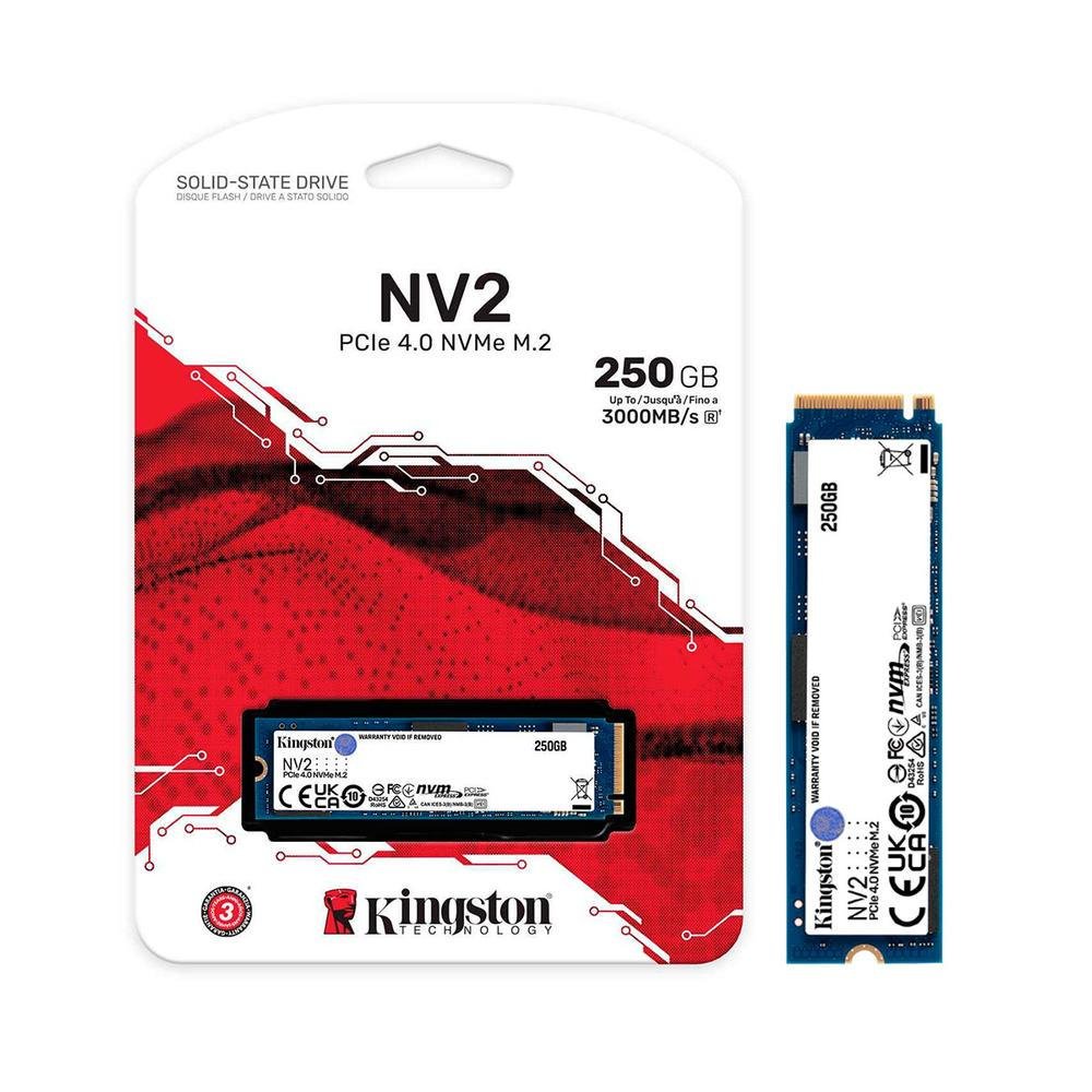 SSD Kingston Nv2 250GB M 2 2280 NVMe Pcie 4 0 X4 Leitura 3500MB s E