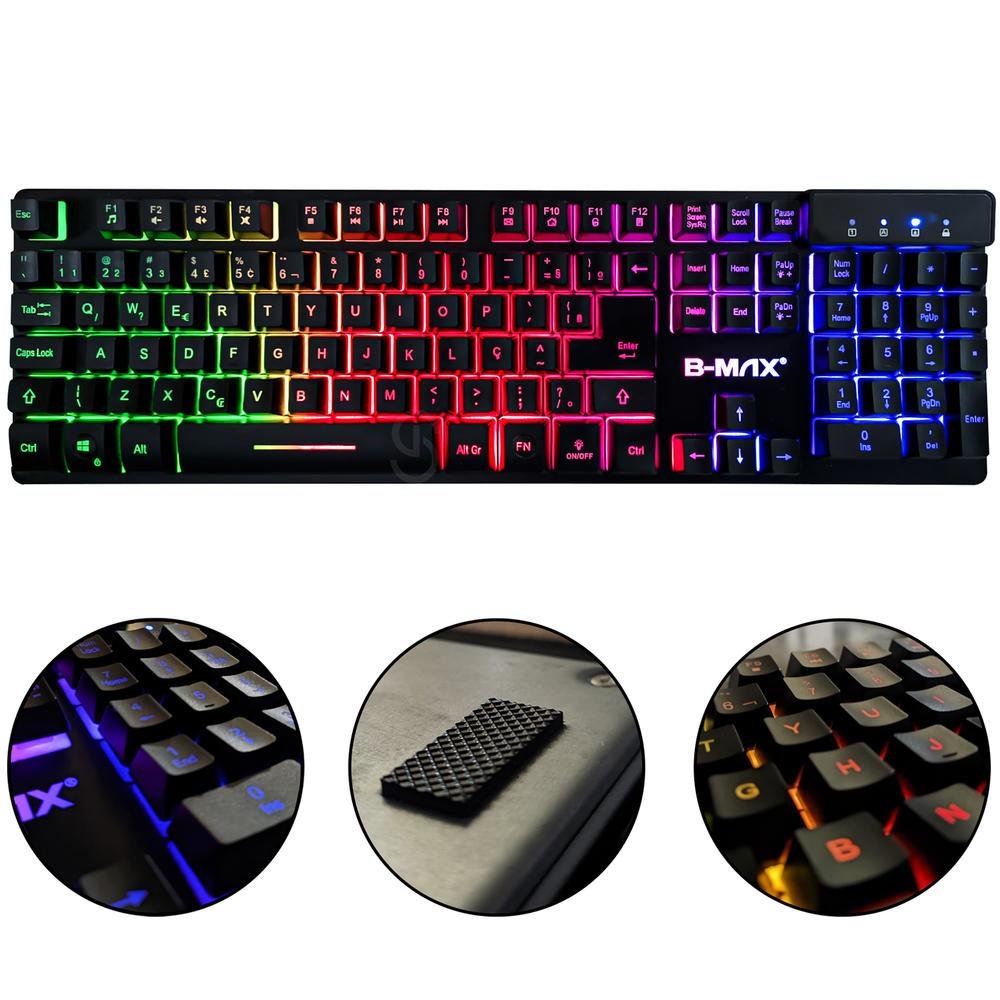 Teclado Gamer Bmax Iluminado Semi Mecânico KaBuM