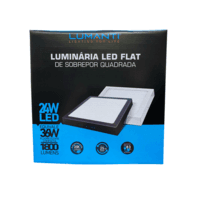 Painel Flat Led 24w SobreporPreto KaBuM