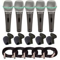 Kit 5 Microfones Samson Q4 Supercardioide KaBuM