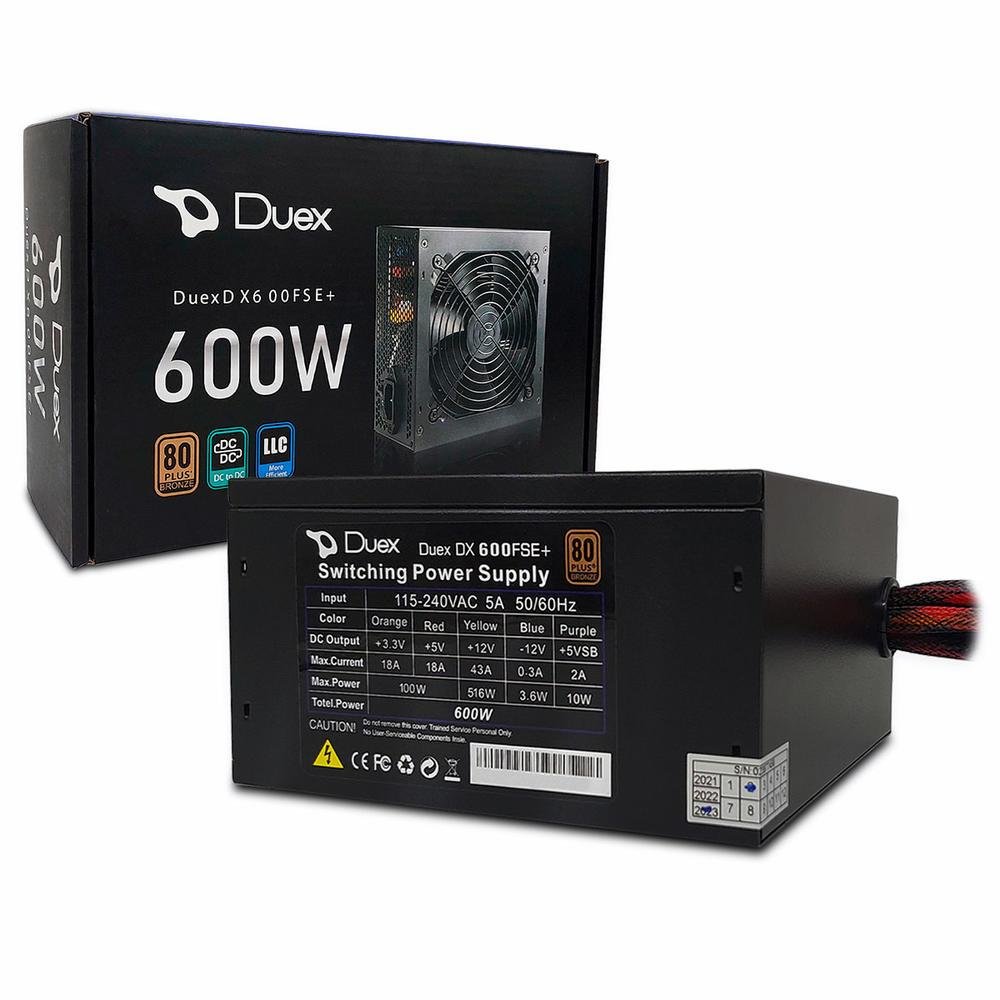 Fonte Duex Dx 600wfse 600w ATX Bivolt KaBuM