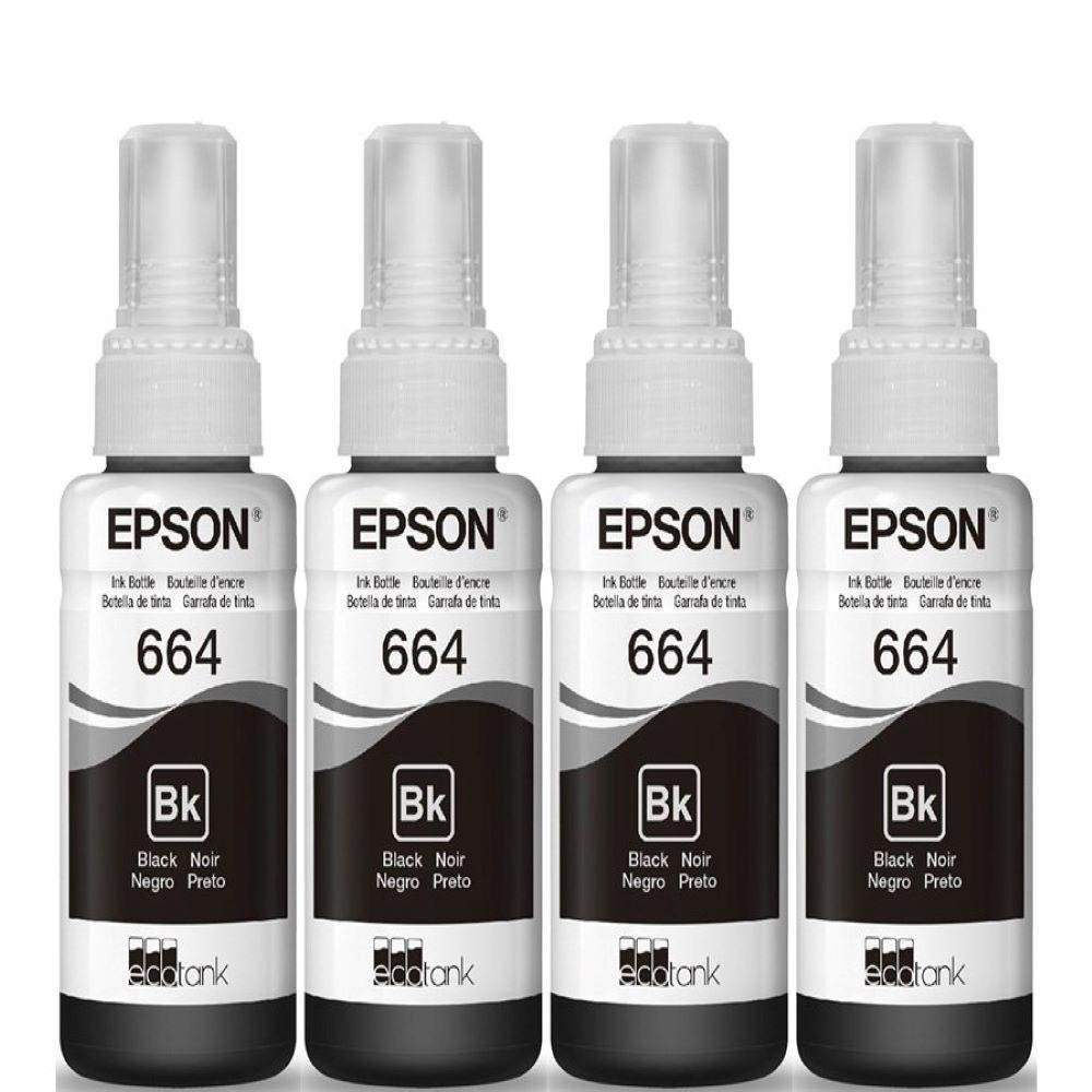 4 Tinta 664 Epson L395 L380 L375 L220 Preta KaBuM