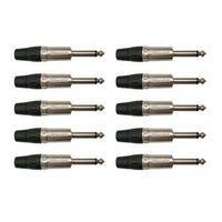Kit 10 Plug P10 Mono 63mm 14 Nickel Plt KaBuM