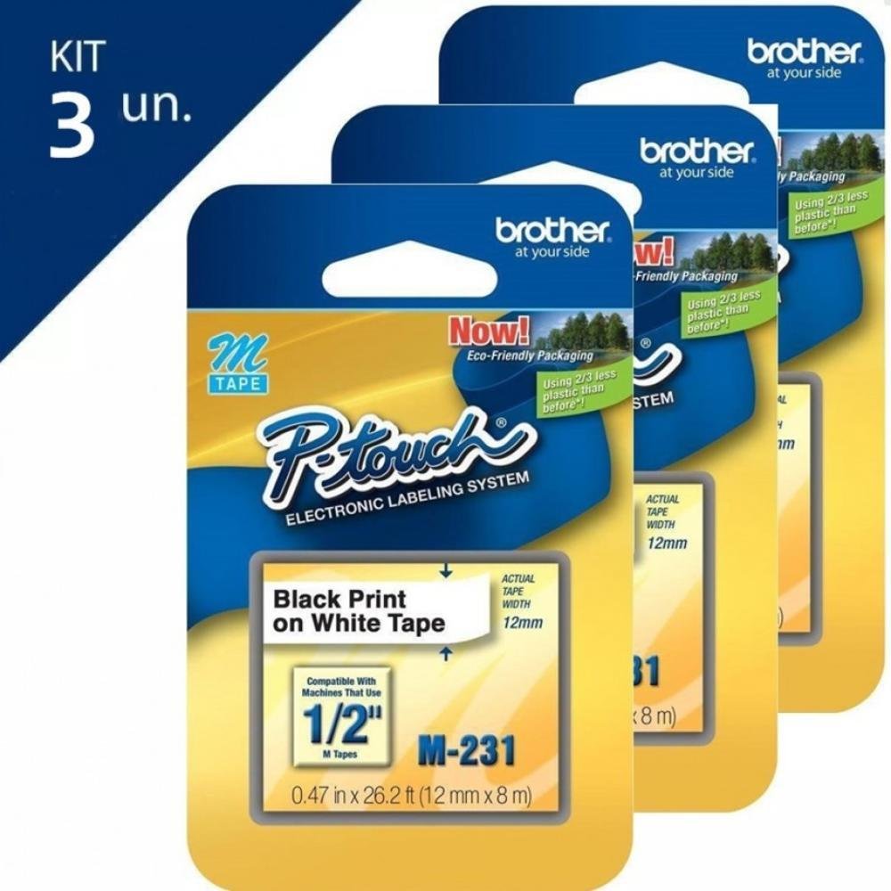 3x Fita M231 Rotulador Brother Pt70 80 Prbr KaBuM