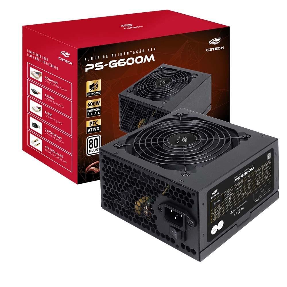 Fonte C3tech PsG600m 600W ATX 80 Plus White KaBuM