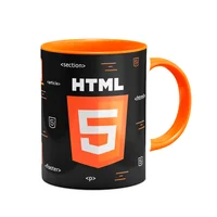 Caneca Dev HTML 325ml Dark BOrange KaBuM