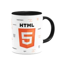 Caneca Dev HTML 5 Cerâmica 325ml Bblack KaBuM