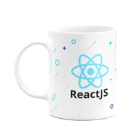 Caneca Dev React Js Cerâmica 325ml Branca KaBuM