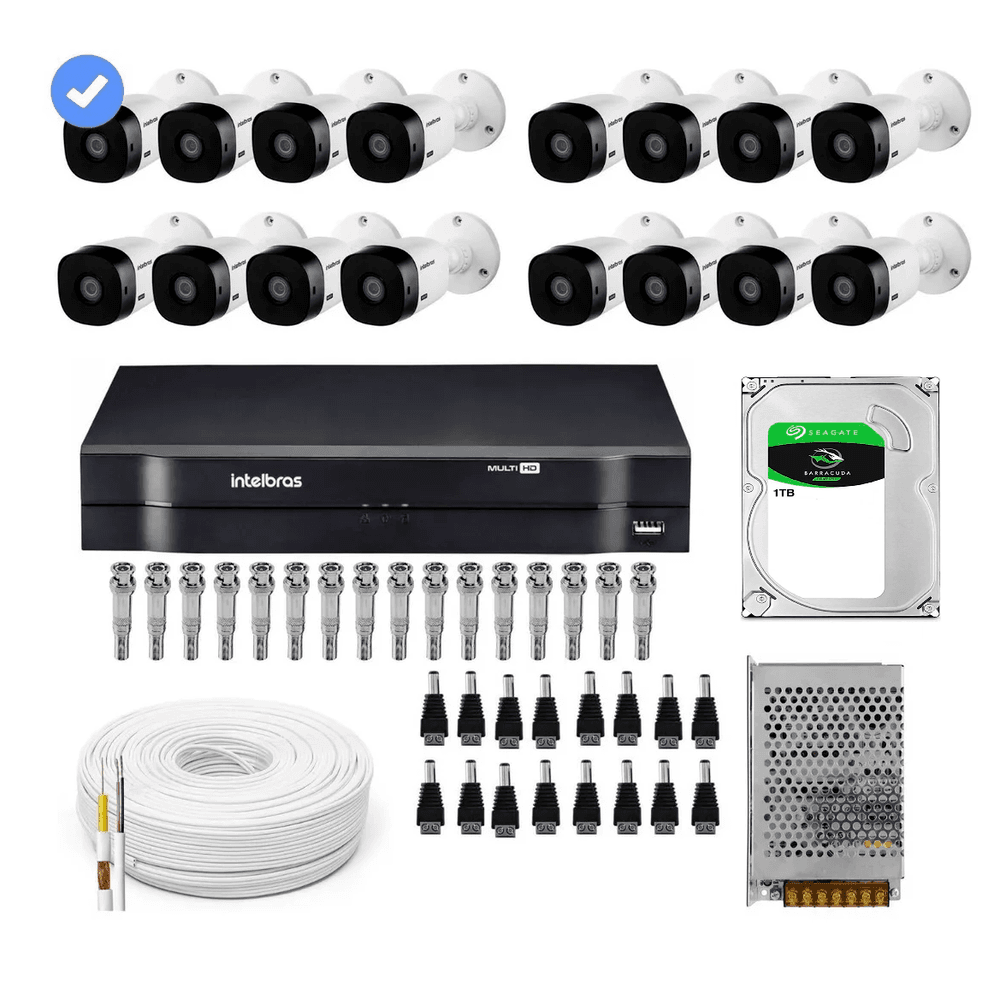 Kit 16 Câmeras Intelbras Multi Hd 1120b HD 1TB