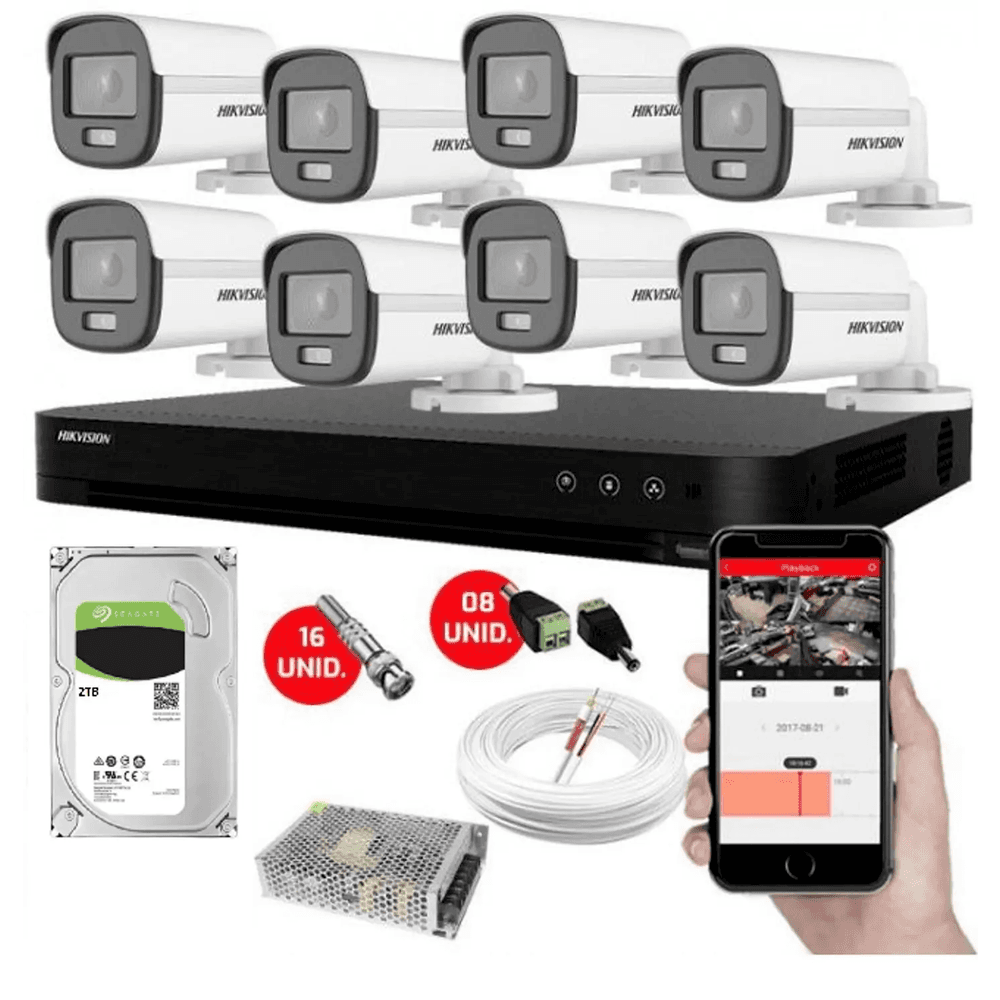 Kit Cftv 8 Câmeras De Segurança Hikvision Colorvu